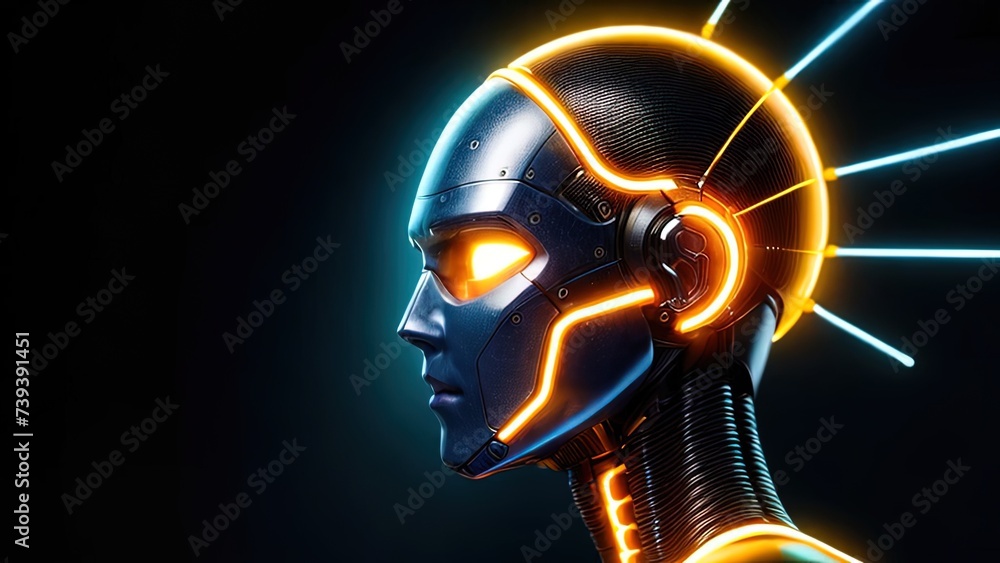 Digital human head logo concept illustration. Creative idea. Learning ...