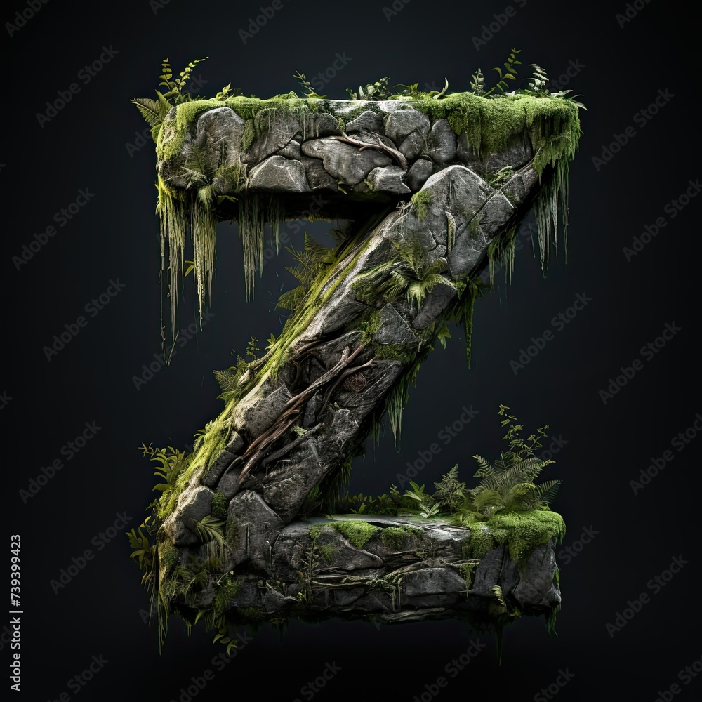 Stone letter Z. Symbol of alphabet made of strong solid granite, rocks ...