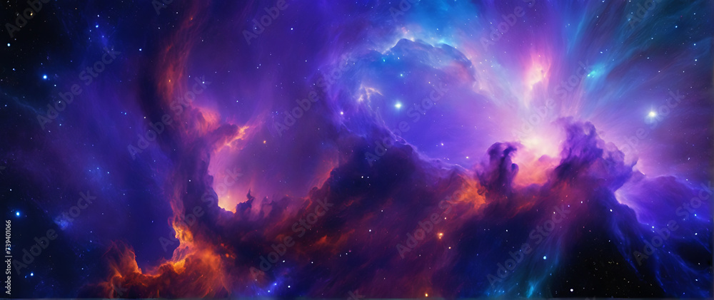 Abstract orange particles of optical fiber 3d illustration. Cosmic ...