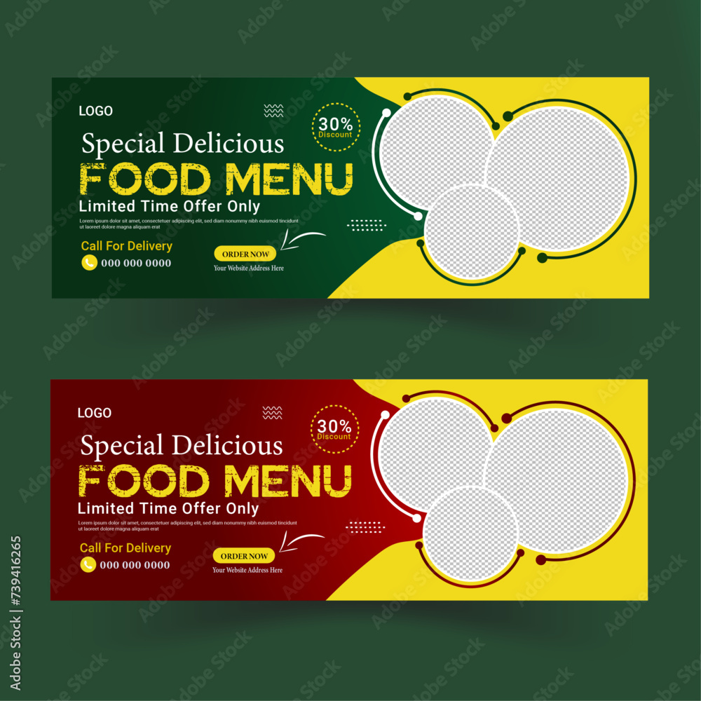 Food restaurant Facebook cover Design and food menu cover vector ...