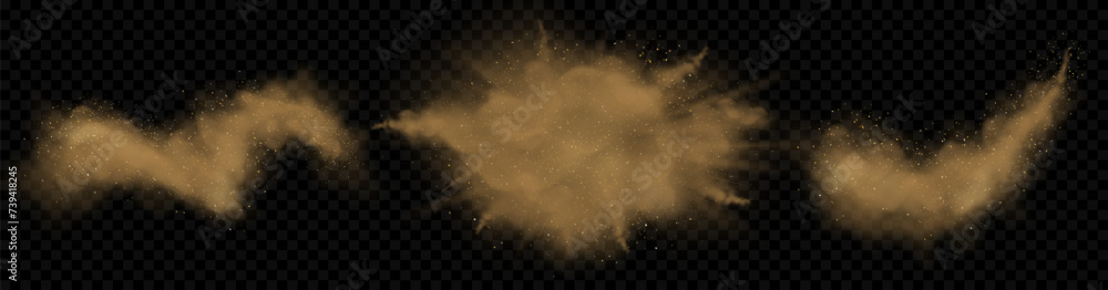 Dust powder. Sand dirt smoke or splash effect, mud texture overlay ...