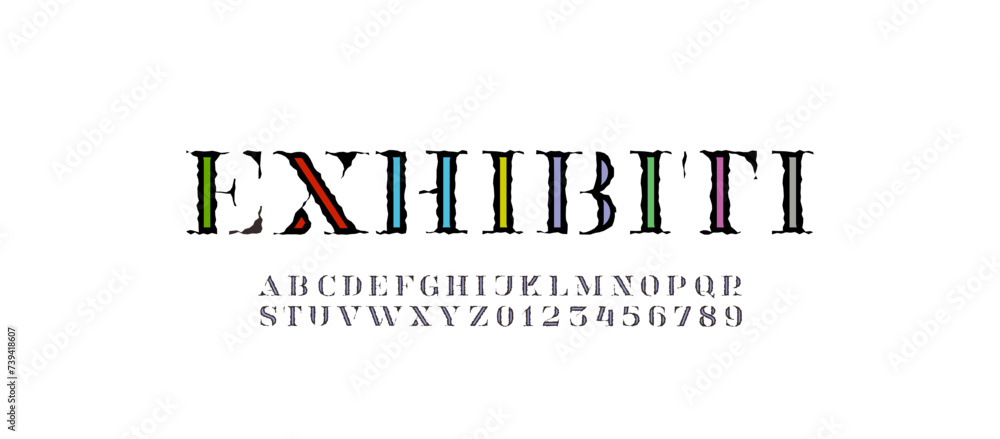 Old alphabet serif textured font, retro lettering, vintage texture ...