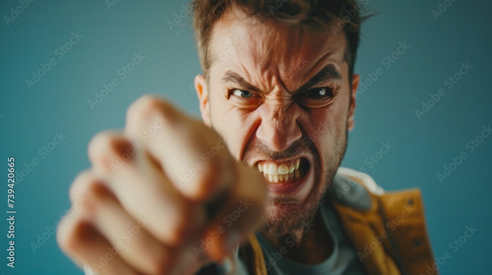 Man subjected to a gentle punch his facial expression turning comically ...