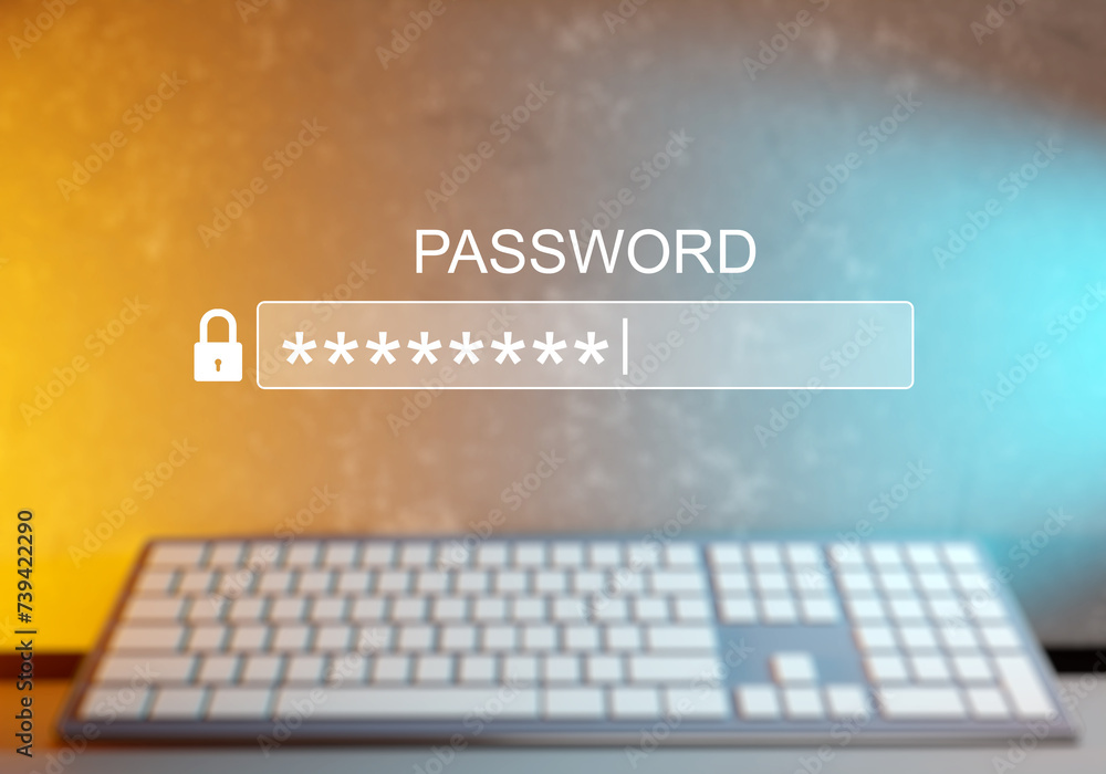 Password input field. Digital security. Cyber protection. Place for ...