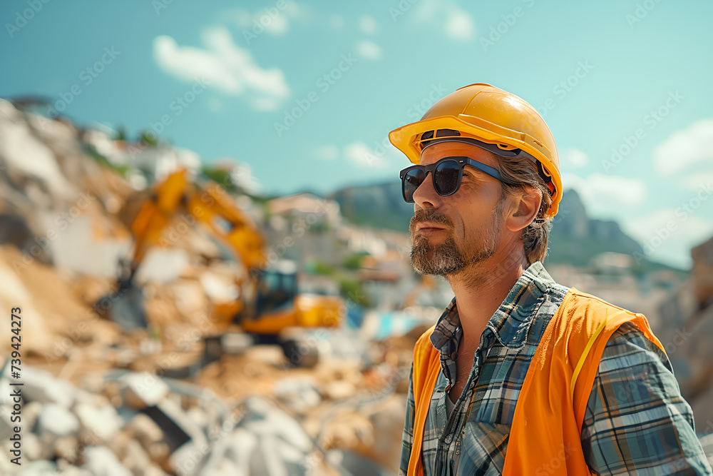 Architects inspect work at construction site of real estate project ...