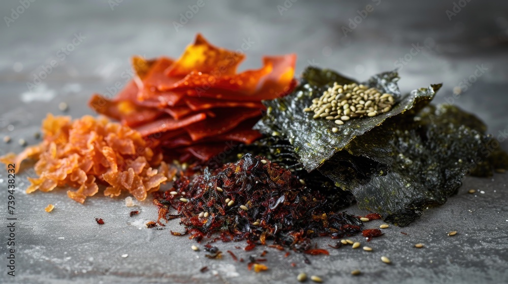 Organic natural seaweed chips. Edible algae superfood. Crispy dried ...