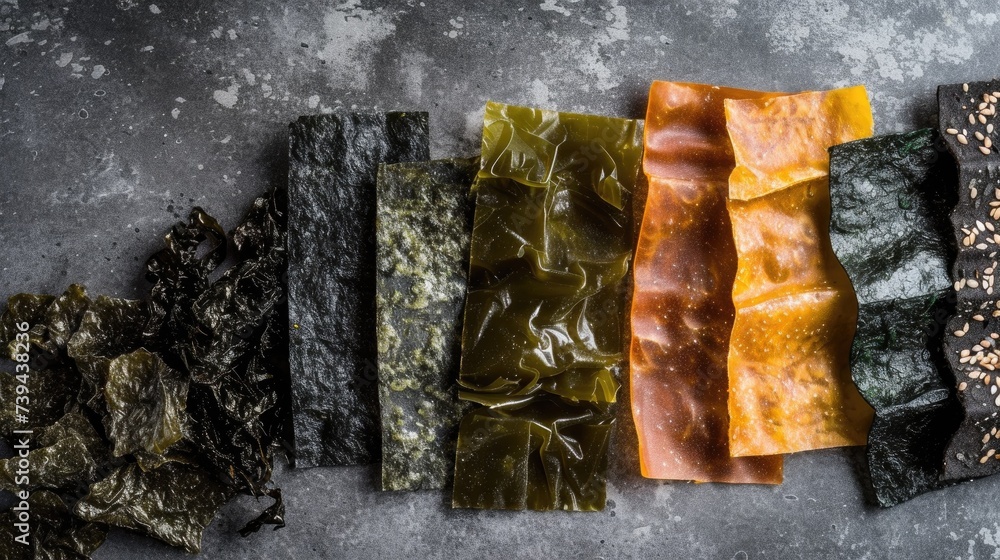 Organic natural seaweed chips. Edible algae superfood. Crispy dried ...