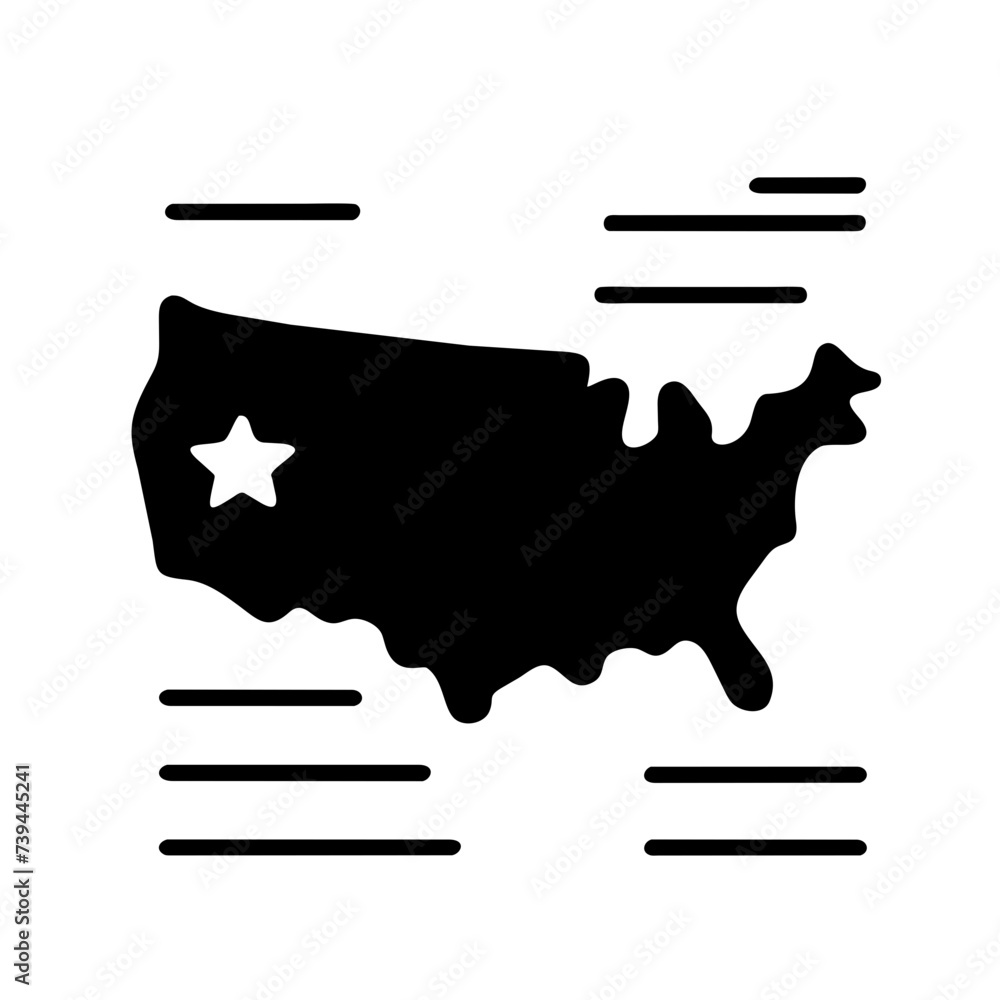 USA Map with States Isolated on White: Vector Illustration of the ...
