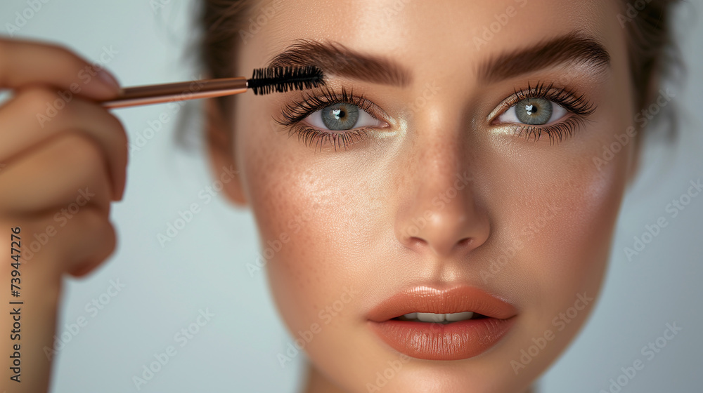 Portrait of woman with mascara, wellness, makeup and beauty in a studio ...