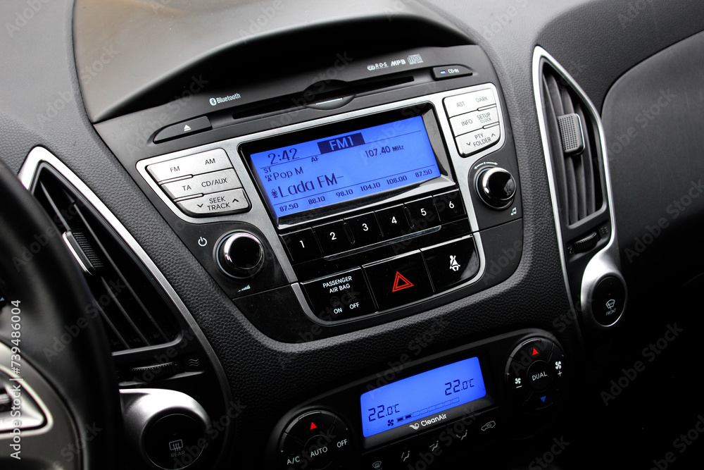 Vinnytsia, Ukraine; February 16, 2024. Hyundai Tucson ix35 interior ...