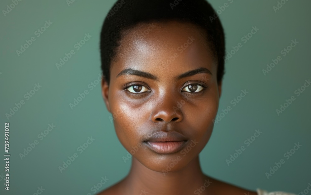 shows a close-up view of a person with a diverse ethnic background ...