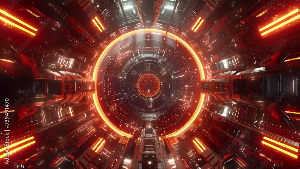 circle red neon gate, The image conveys modernity with its detailed ...