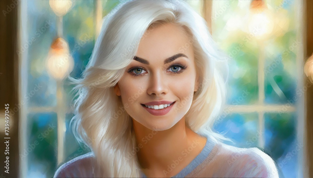 A photorealistic full-body shot captures the genuine smile of a cute ...