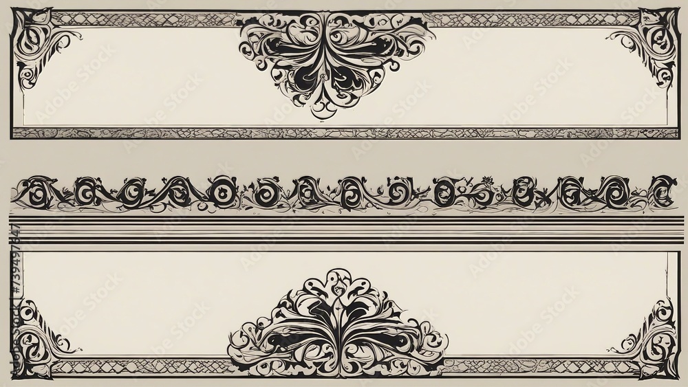 set of vintage frames A vintage line separator with decorative elegant ...