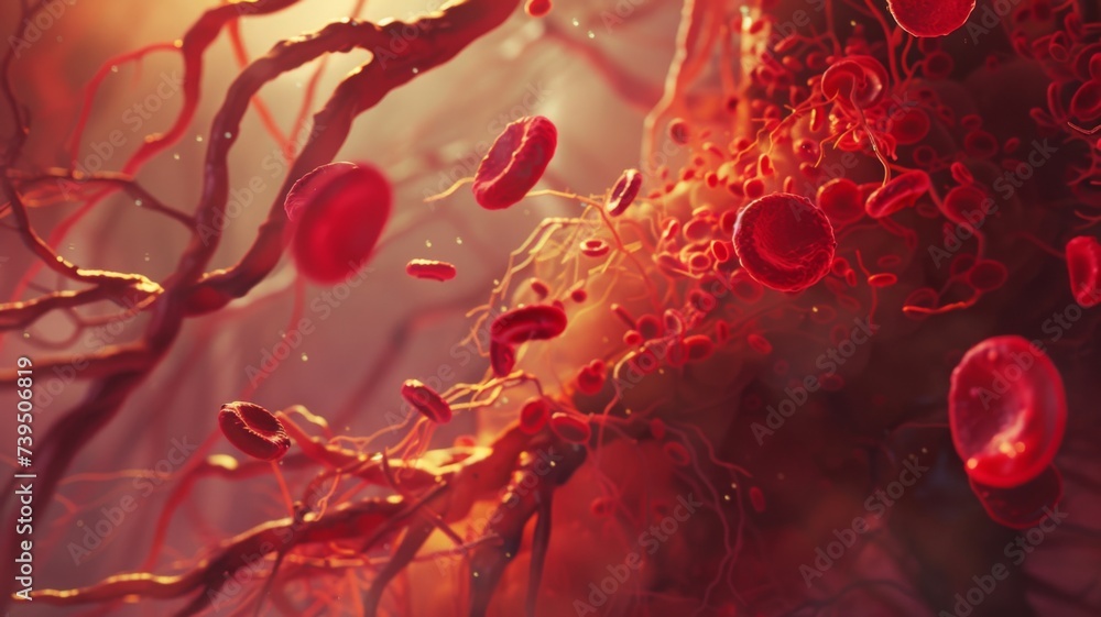 ภาพประกอบสต็อก Red Blood Cells Life Flow - The flow of red blood cells ...
