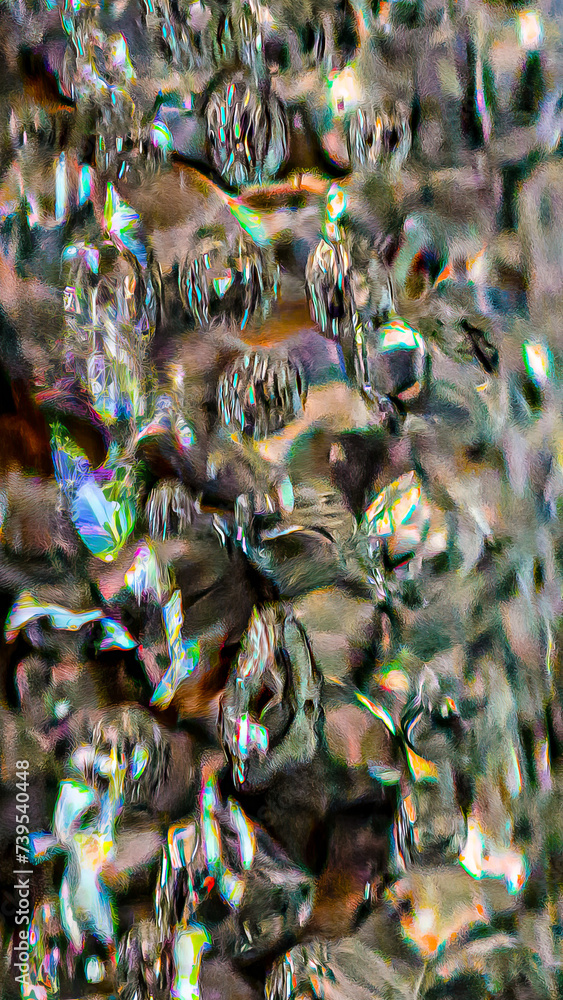 Air pockets suspended in a stream of water from my kitchen faucet. An ...