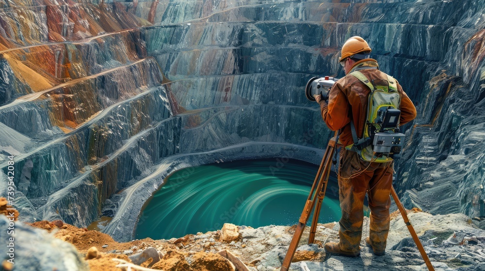copper mine worker open pit Mine Surveying Stock Photo | Adobe Stock