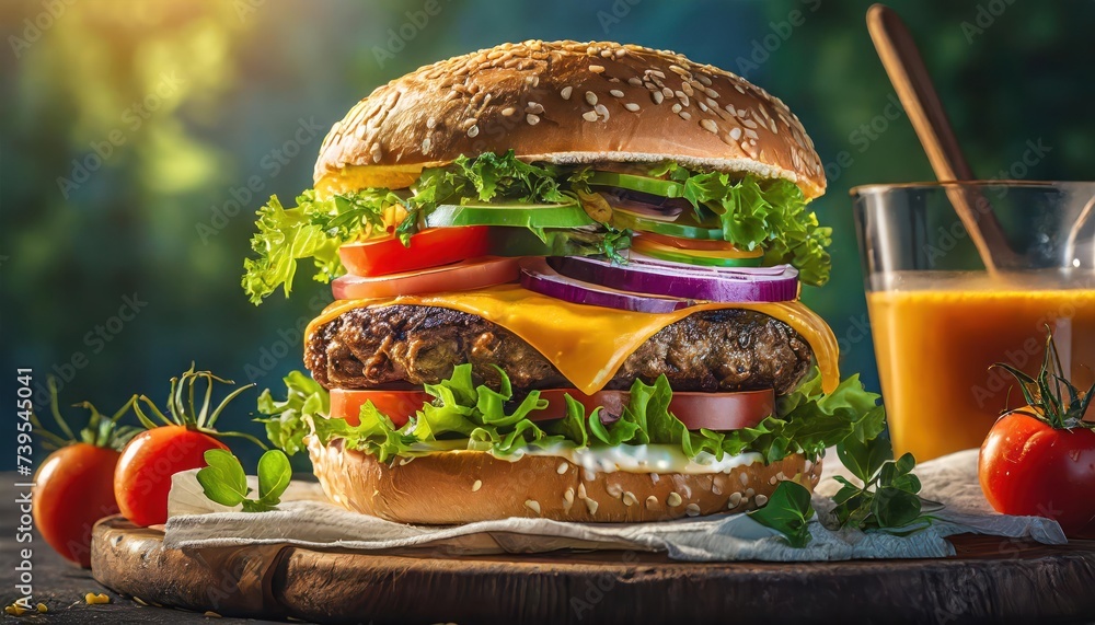 food photography , studio photography , ultra big burger, patty , focus ...