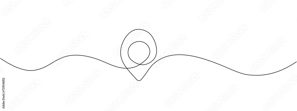 Single line map lineart symbol, location point. Pin location ...