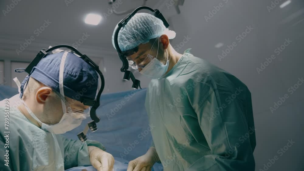 Vidéo Stock Surgeon doctor with intern practitioner perform surgical ...