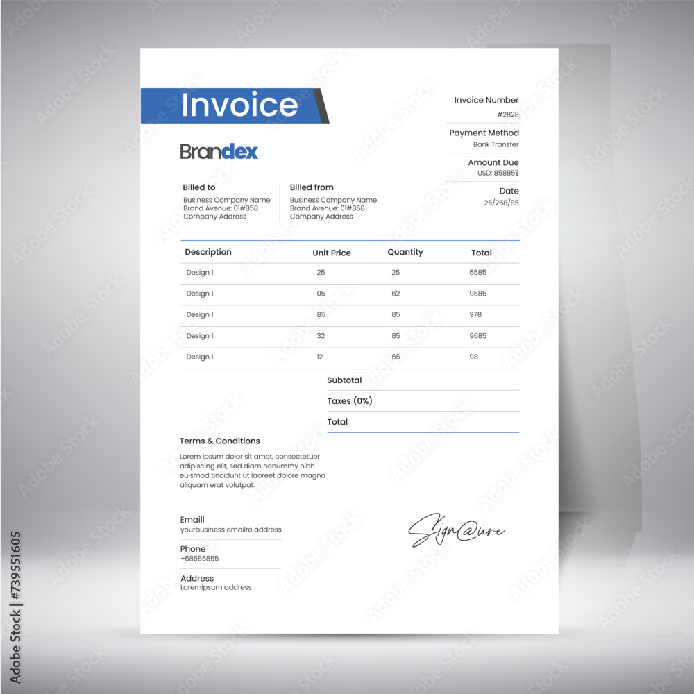 creative and minimalist business invoice template vector format ... creative and minimalist business invoice template vector format ...