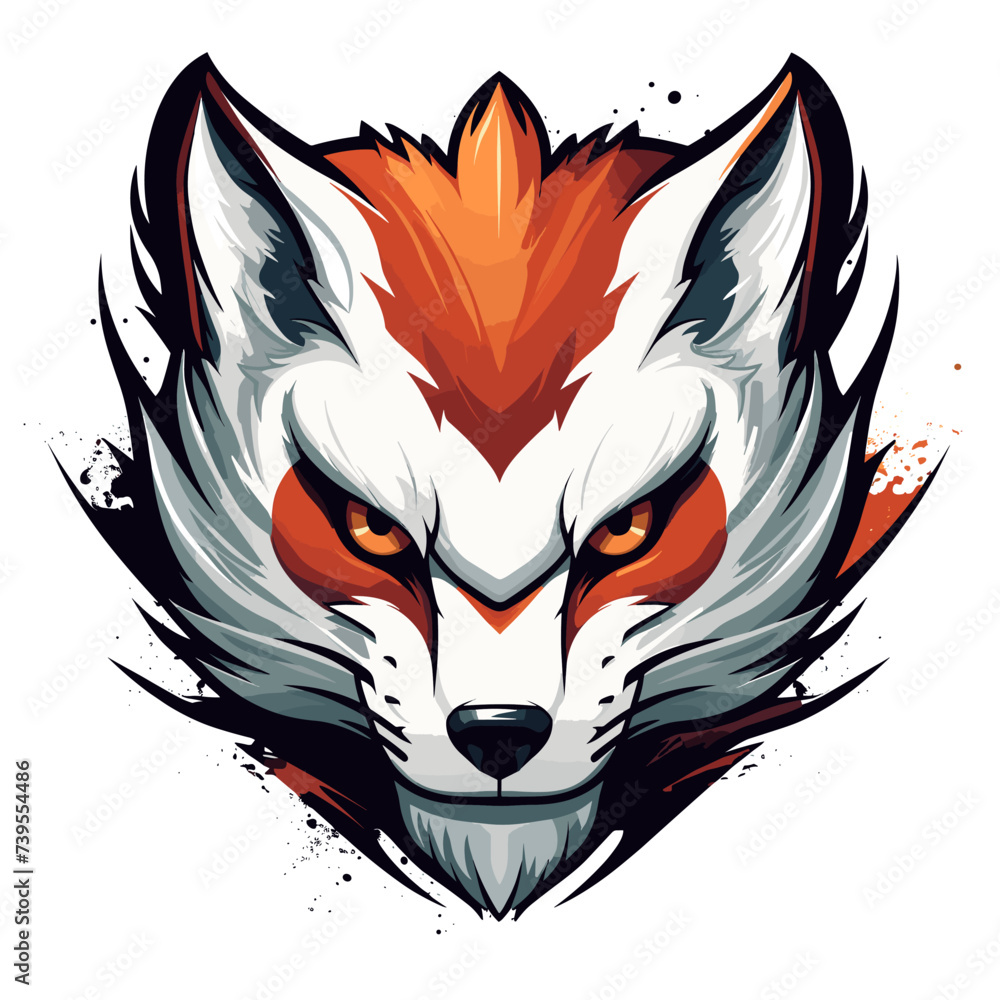 Japanese Kitsune Fox Mask esport vector logotype, logo, icon, sticker ...