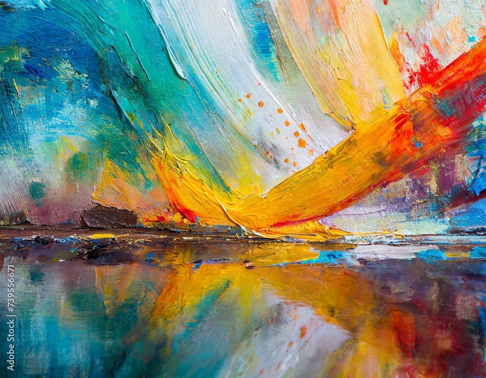 abstract colorful impressionist style art painting as digital art ...