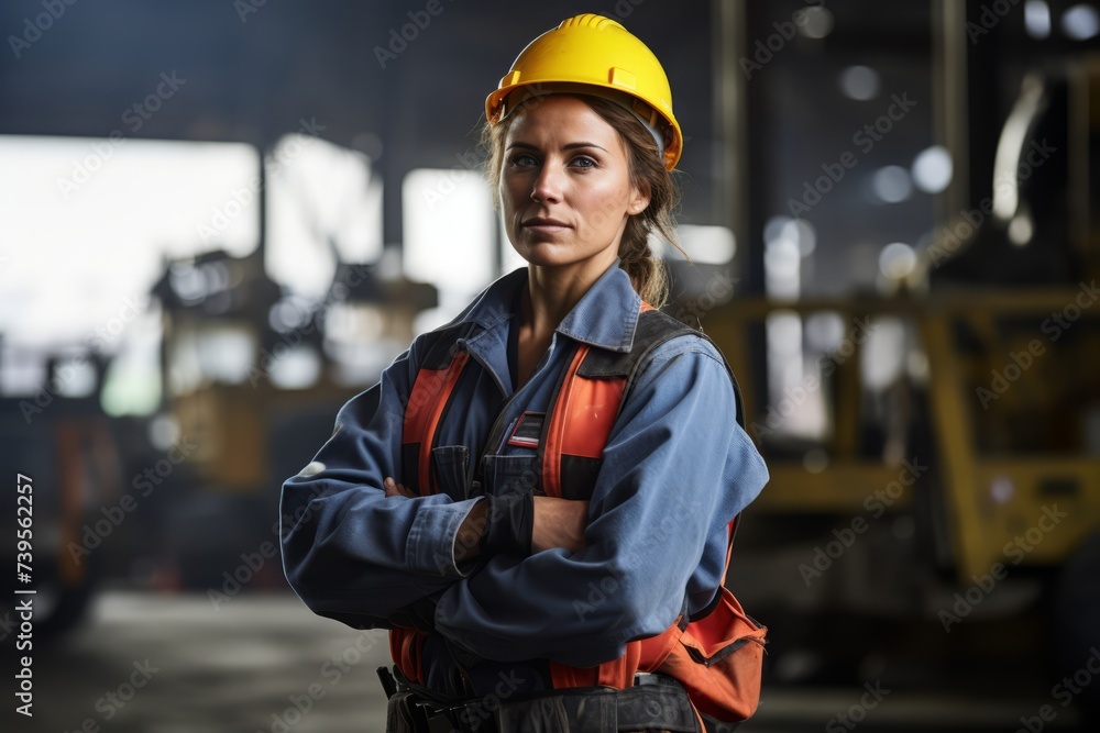 Breaking Barriers: A Powerful Portrait of a Female Ironworker at a High ...