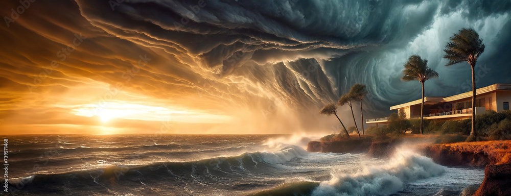 Dramatic Supercell Storm Over a Coastal Home. A colossal supercell ...