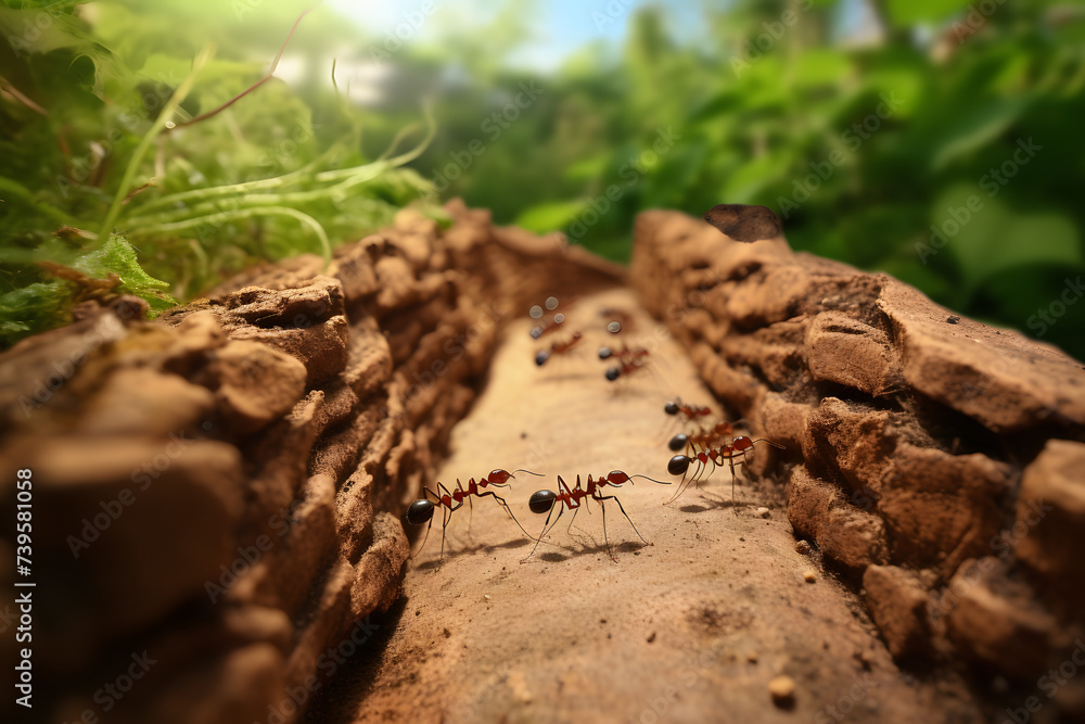 Ant road, ants making a road, ants on their way in nature Stock Photo ...