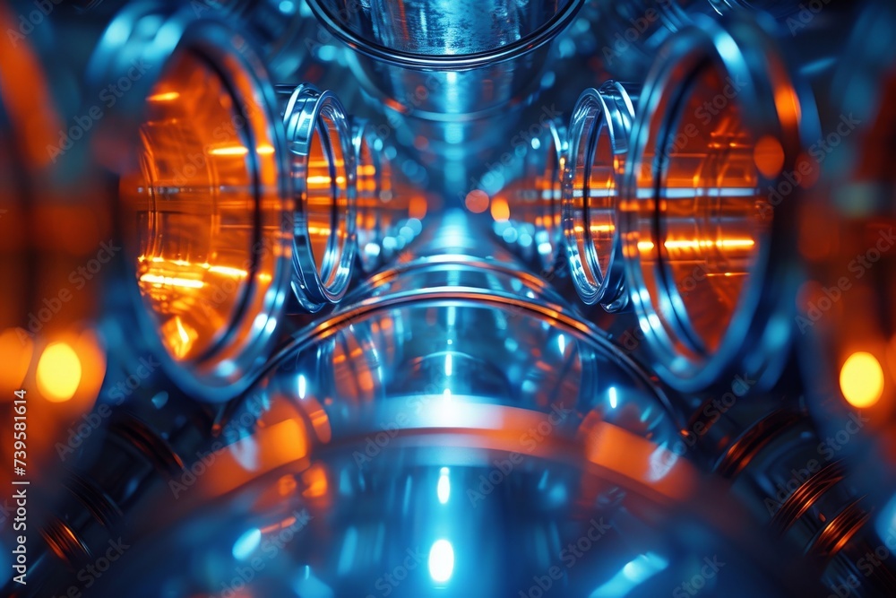 Vibrant glass orbs radiate a warm, amber glow, creating a mesmerizing ...