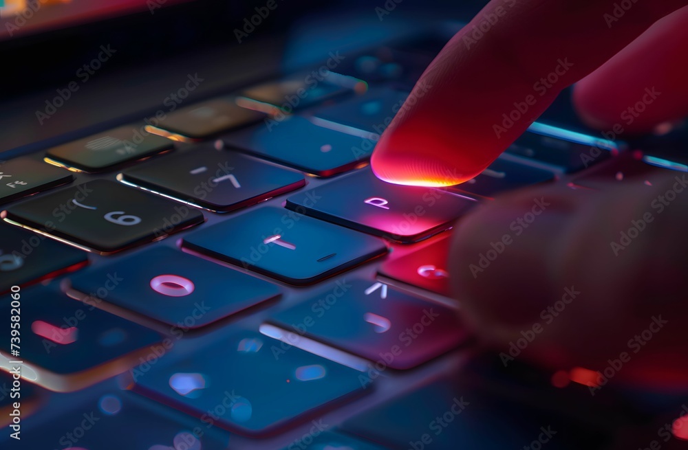 Person Clicking a Button on a Laptop Keyboard for Seamless Navigation ...