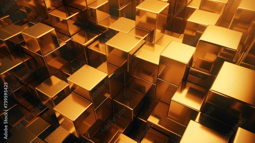 This image captures a seemingly endless array of reflective golden ...