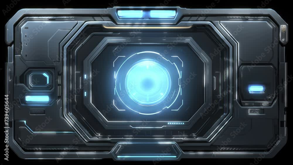 Vidéo Stock An advanced technological device with a central luminescent ...