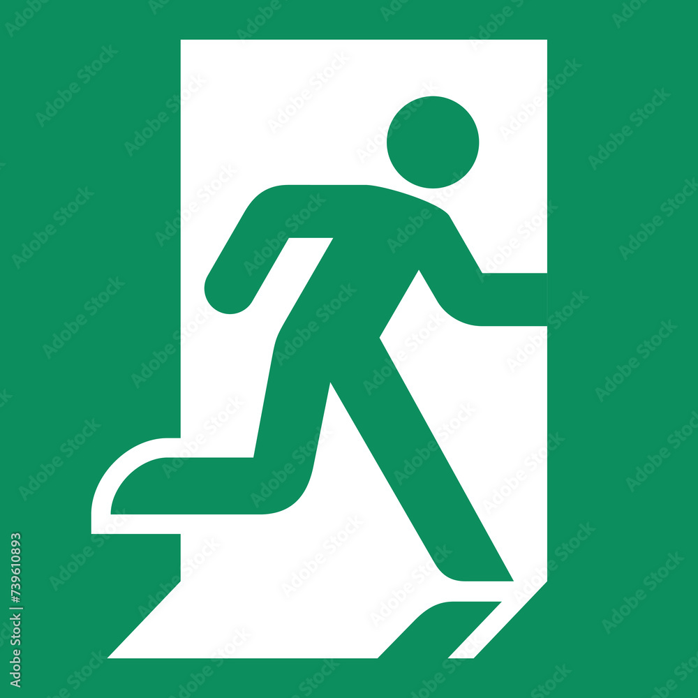 Emergency exit sign. Symbol of emergency or fire. A man runs through an ...