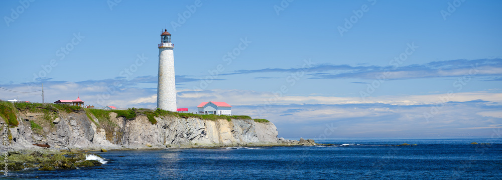 Panoramic image of the Cap-des-Rosiers Lighthouse at La Cote-de-Gaspe ...