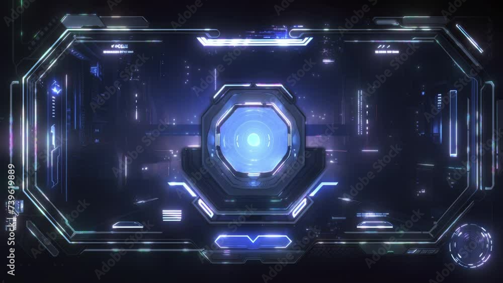 An advanced technological device with a central luminescent element ...