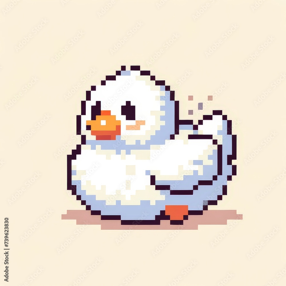 Pixel art of a goose with a beige background, in the style of early 90s ...