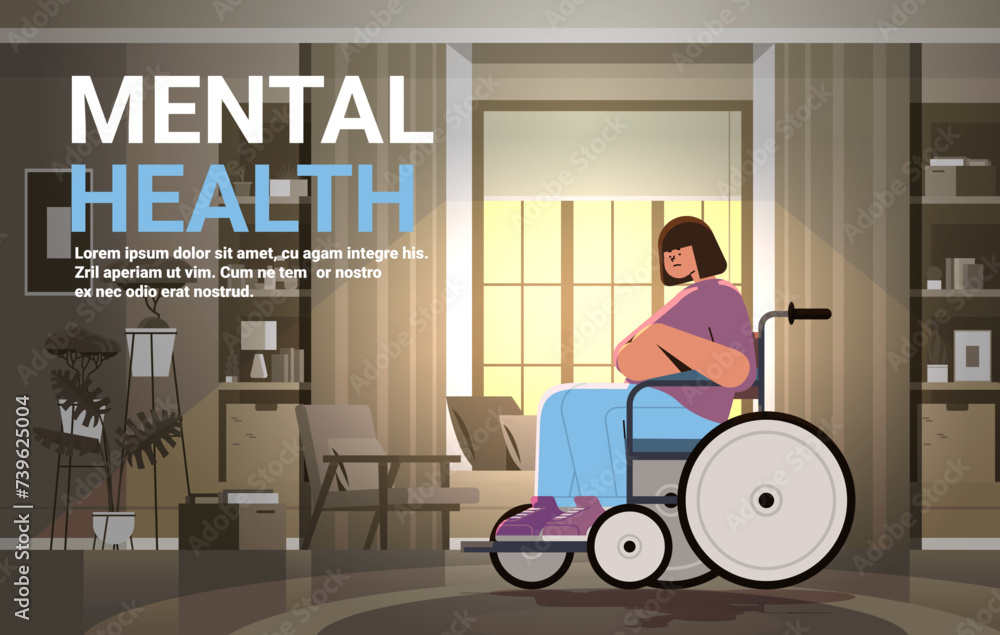 sad disabled woman sitting in wheelchair depressed girl suffering from ...