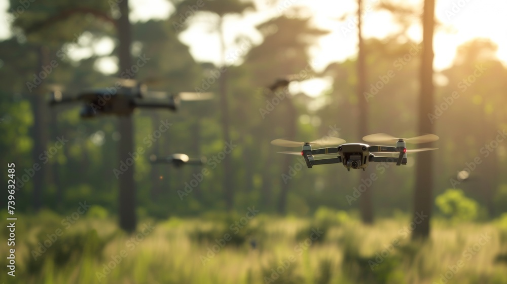 Advanced drones equipped with AI technology roam vast stretches of land ...