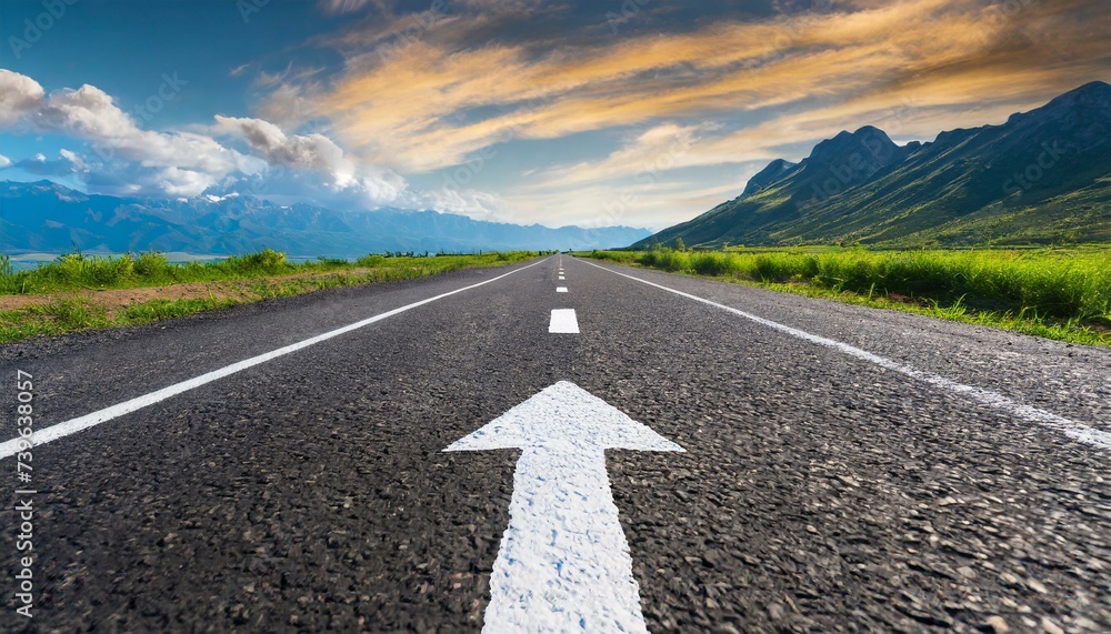 road in the mountains, asphalt road stretches into the distance with a ...