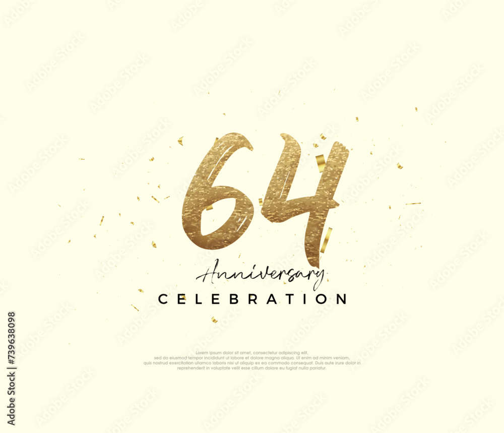 64th anniversary celebration, with gold glitter numbers. Premium vector ...