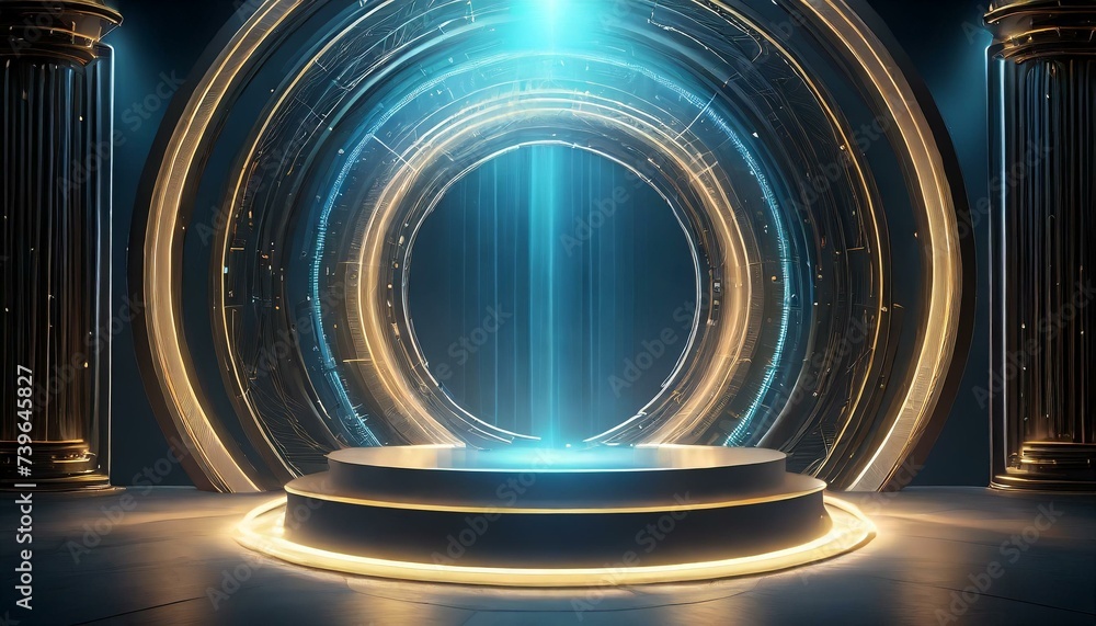 background with columns wallpaper Podium light hologram tech technology ...
