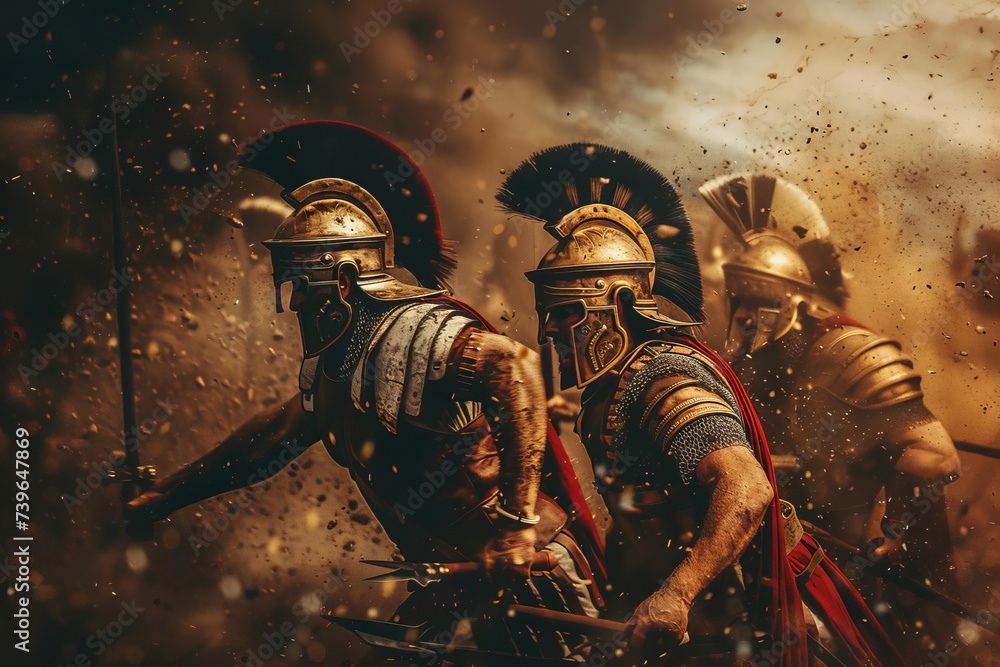 Ancient roman battle scene Dramatic depiction of warriors in combat ...