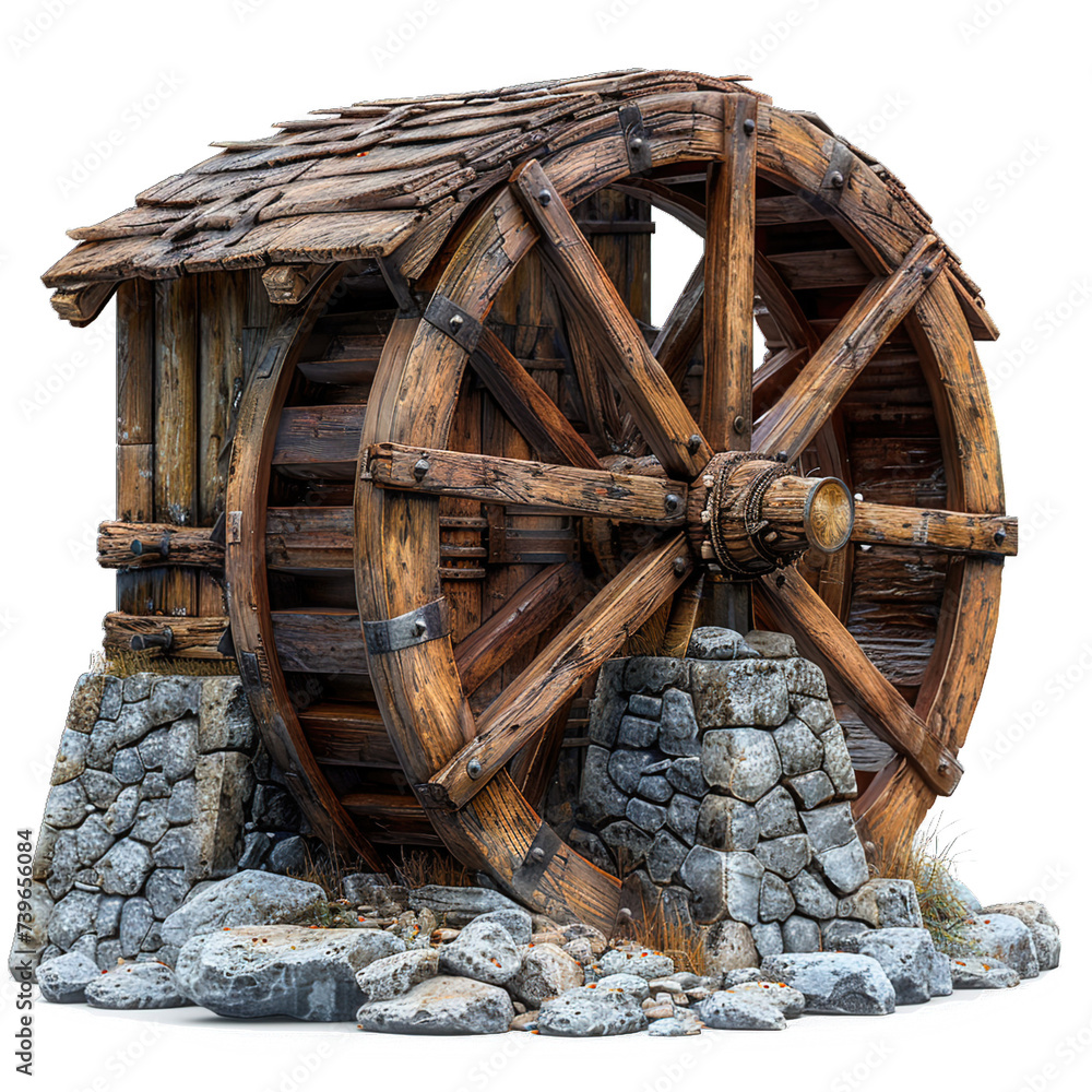 water wheel isolated on transparent background, element remove ...
