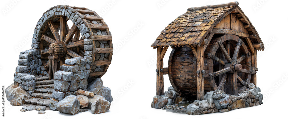 water wheel isolated on transparent background, element remove ...