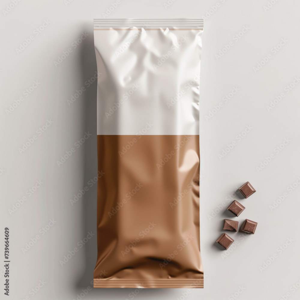 blank snack bar packaging mockup. Blank mockup of flow chocolate pack ...