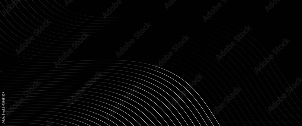 Vector black background with line curve design, Wavy lines background ...