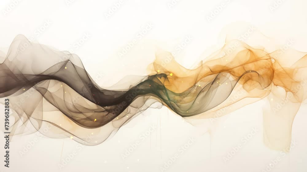 ancient scroll and quill portrayed in smoky tendrils. seamless looping ...