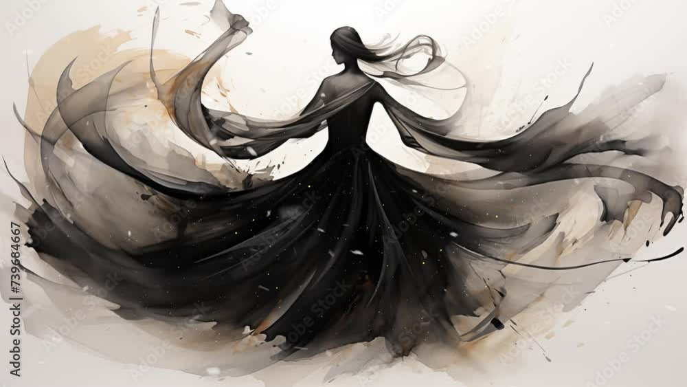 black and white background illustration. whirling dervish dancer shaped ...